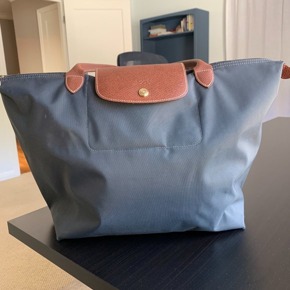 Longchamp | Bags | Longchamp Le Pliage Shoulder Tote Blue Gray | Poshmark